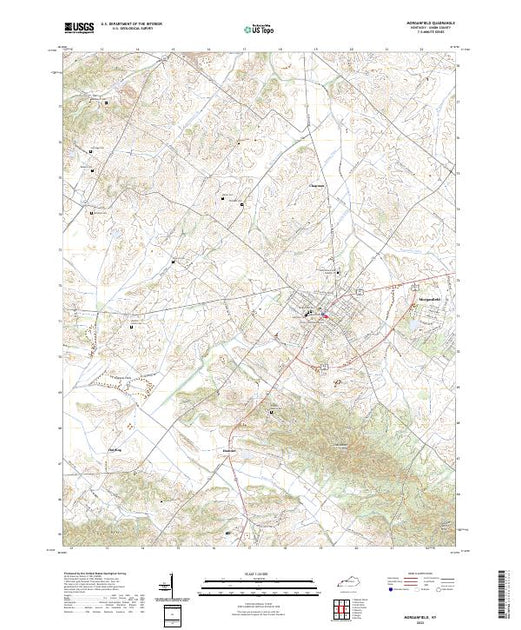 US Topo 7.5-minute map for Morganfield KY – American Map Store