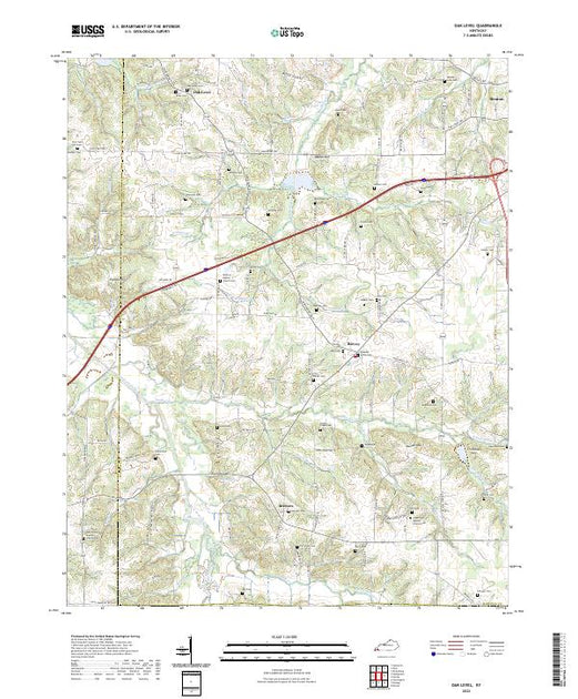 US Topo 7.5-minute map for Oak Level KY – American Map Store
