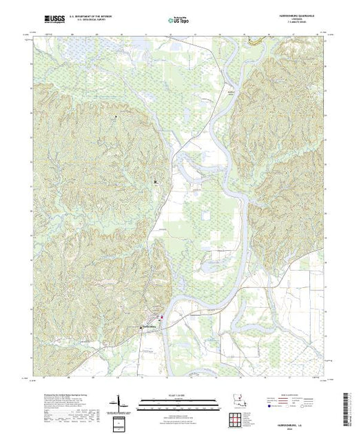 US Topo 7.5-minute map for Harrisonburg LA – American Map Store