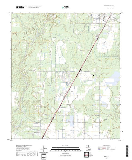 US Topo 7.5-minute map for Oberlin LA – American Map Store