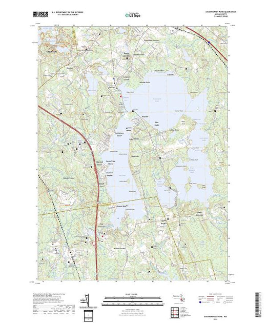 US Topo 7.5-minute map for Assawompset Pond MA – American Map Store