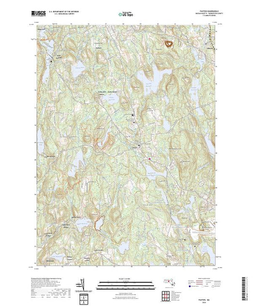 US Topo 7.5-minute map for Paxton MA – American Map Store