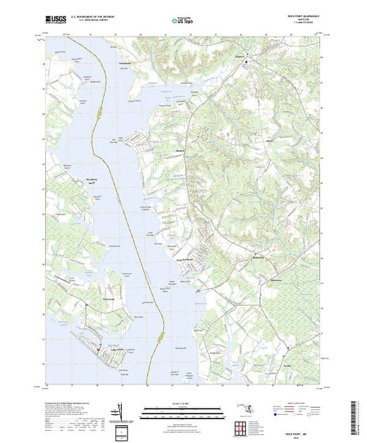 US Topo 7.5-minute map for Rock Point MD – American Map Store