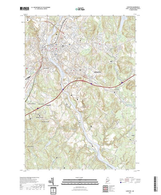 US Topo 7.5-minute map for Lewiston ME – American Map Store