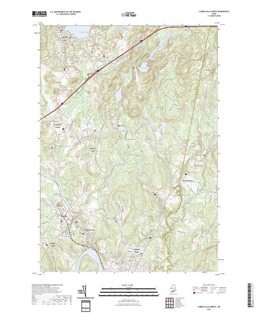 US Topo 7.5-minute map for Lisbon Falls North ME – American Map Store