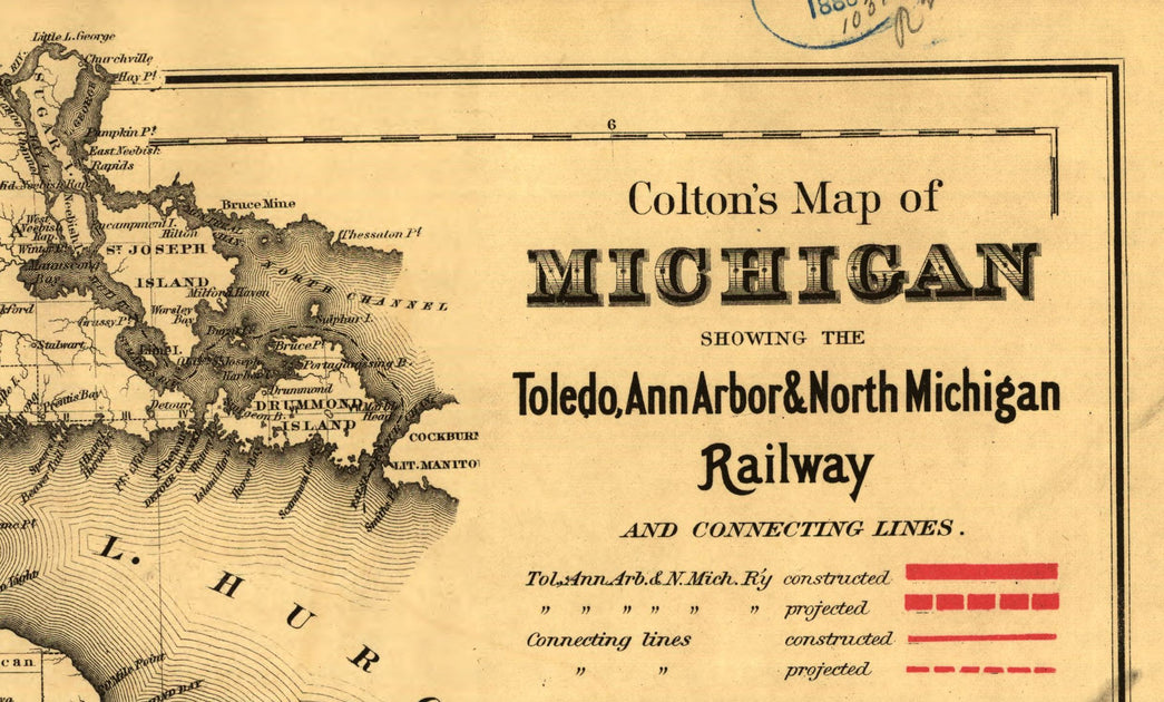 Map of Michigan Showing the Toledo, Ann Arbor, & North Michigan Railwa ...