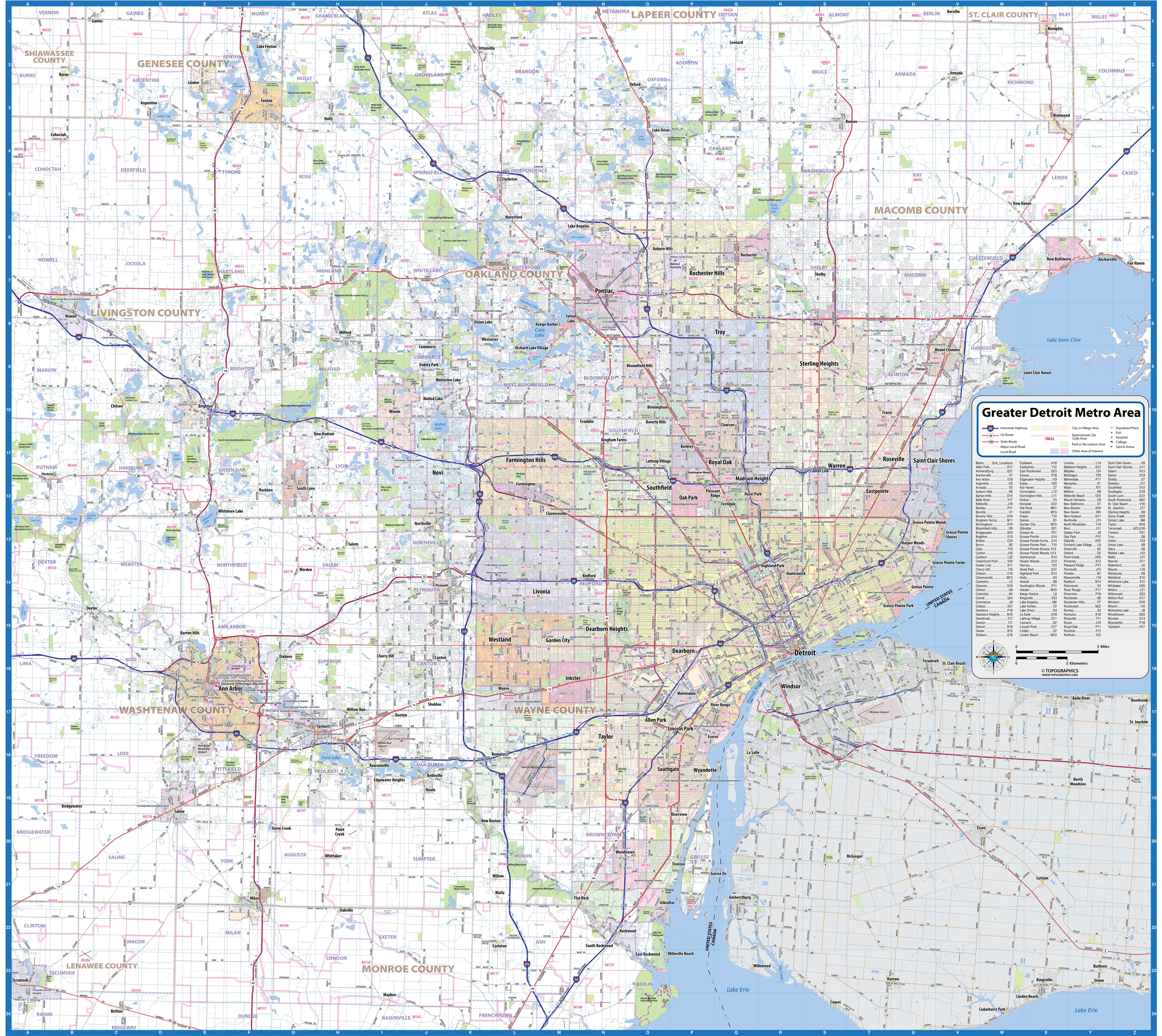 Map Of Detroit Neighborhoods Amazon.com : Topographics Greater Detroit