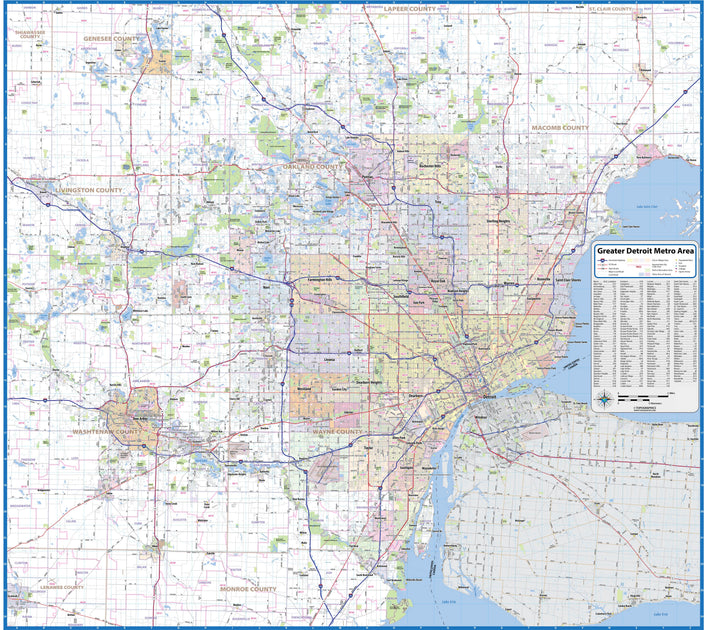 Greater Detroit Metro Area – American Map Store