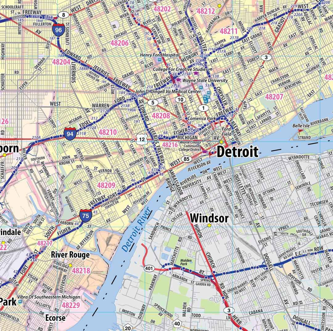 Mapa Imprimible Del área Metropolitana De Detroit
