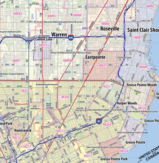Greater Detroit Metro Area – American Map Store