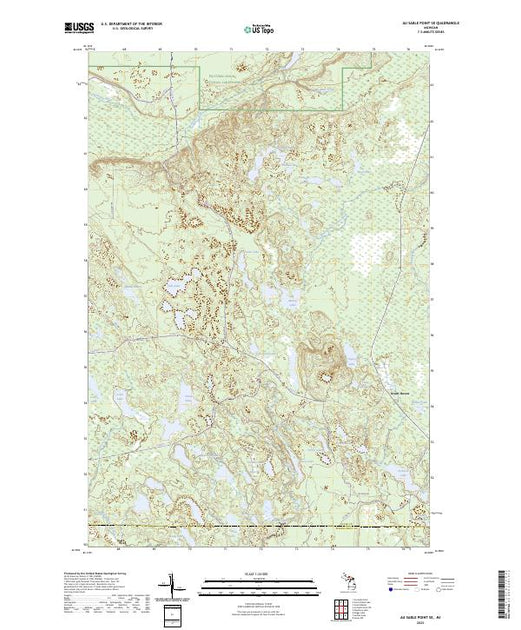 US Topo 7.5-minute map for Au Sable Point SE MI – American Map Store