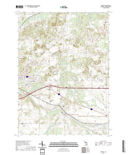 US Topo 7.5-minute map for Ceresco MI – American Map Store