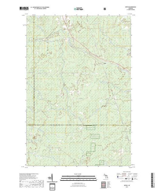 US Topo 7.5-minute map for Diffin MI – American Map Store