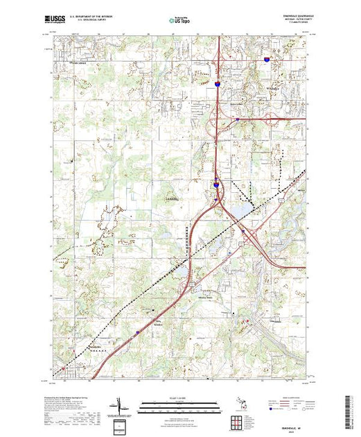 US Topo 7.5-minute map for Dimondale MI – American Map Store