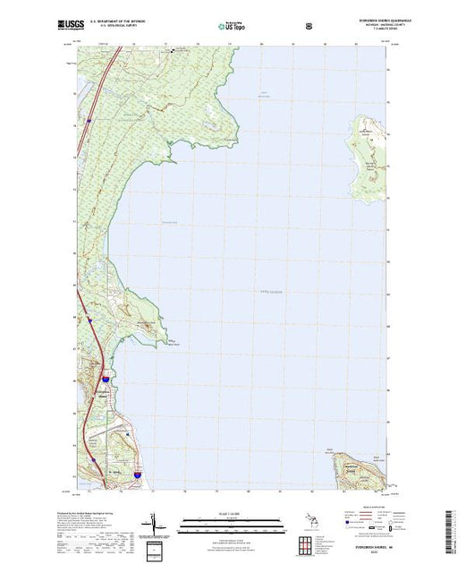 US Topo 7.5-minute map for Evergreen Shores MI – American Map Store
