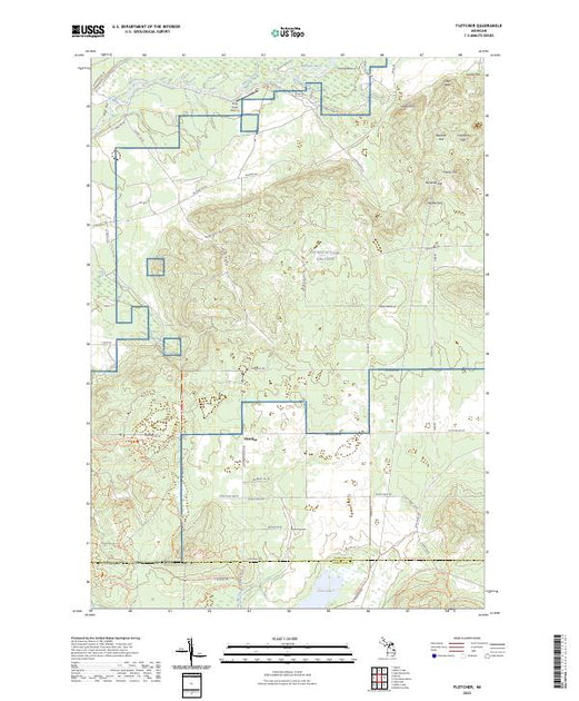 US Topo 7.5-minute map for Fletcher MI – American Map Store