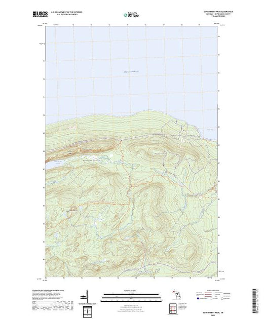 US Topo 7.5-minute map for Government Peak MI – American Map Store
