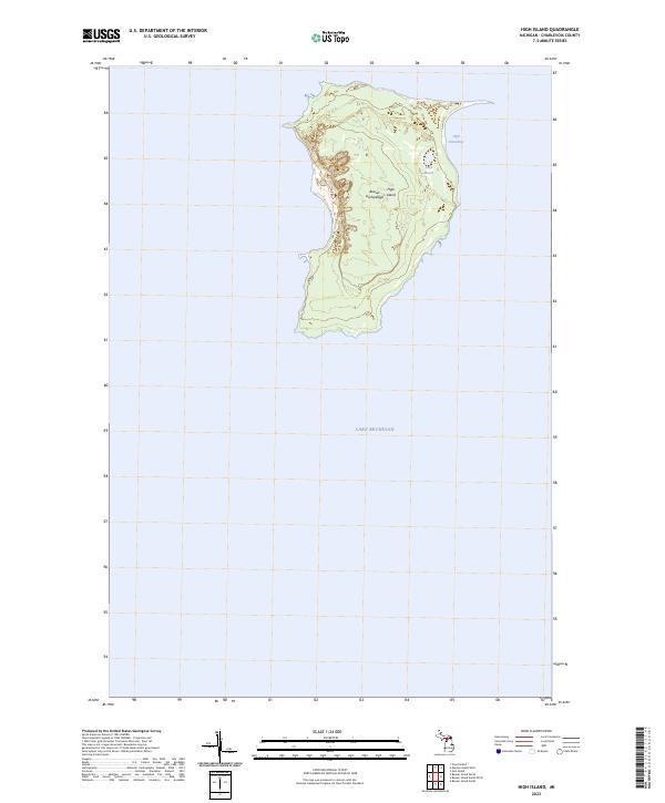 US Topo 7.5-minute map for High Island MI – American Map Store