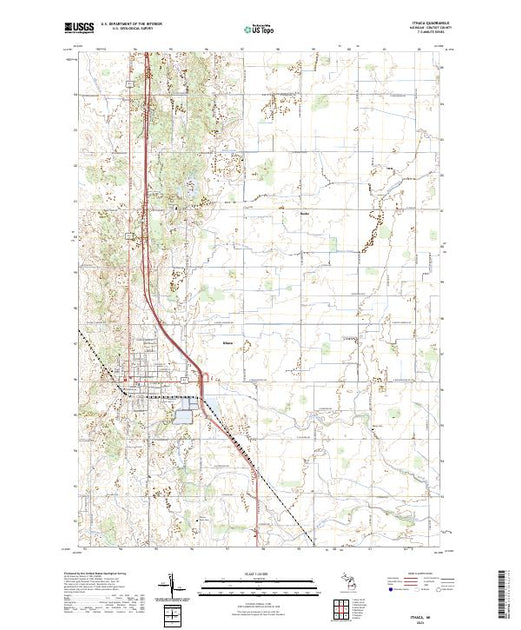 US Topo 7.5-minute map for Ithaca MI – American Map Store