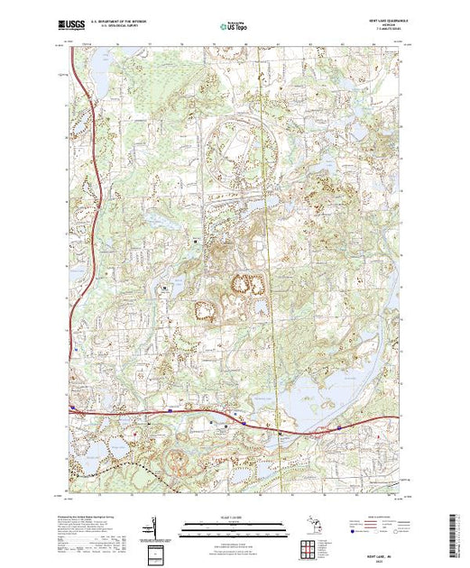 US Topo 7.5-minute map for Kent Lake MI – American Map Store