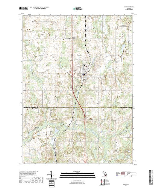 US Topo 7.5-minute map for Leslie MI – American Map Store