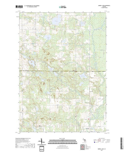 US Topo 7.5-minute map for Merrill Lake MI – American Map Store