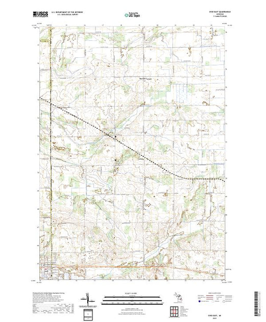 US Topo 7.5-minute map for Ovid East MI – American Map Store