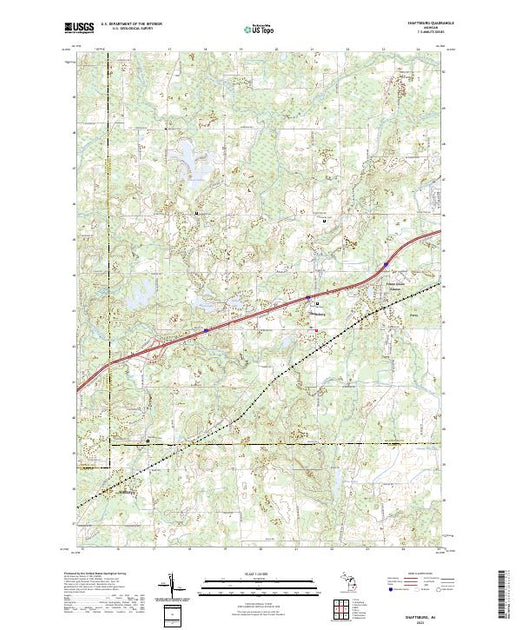 US Topo 7.5-minute map for Shaftsburg MI – American Map Store