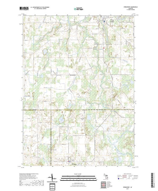 US Topo 7.5-minute map for Springport MI – American Map Store
