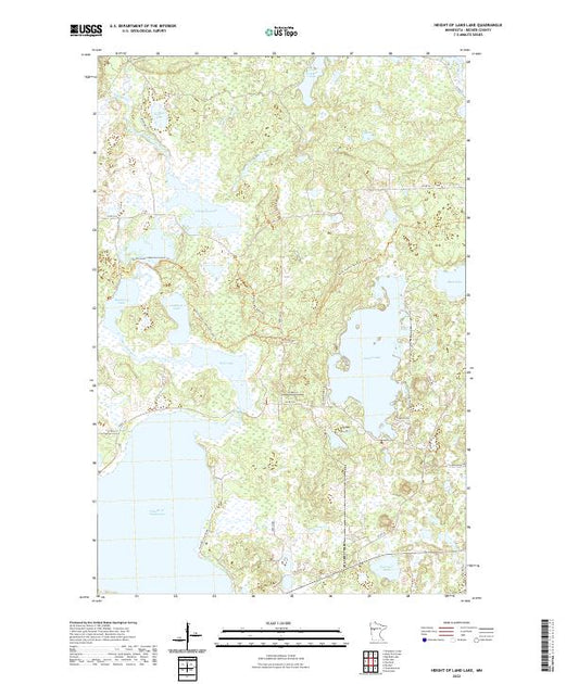 US Topo 7.5-minute map for Height of Land Lake MN – American Map Store