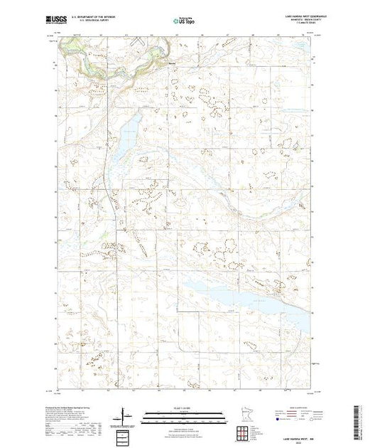 US Topo 7.5-minute map for Lake Hanska West MN – American Map Store