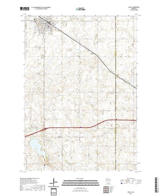 US Topo 7.5-minute map for Wells MN – American Map Store