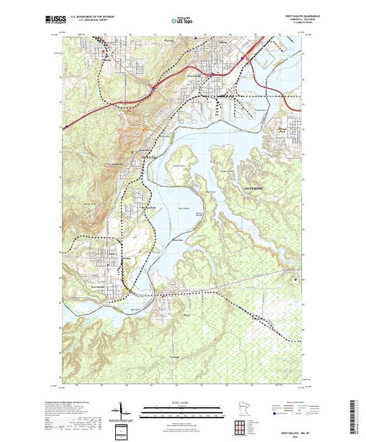 US Topo 7.5-minute map for West Duluth MNWI – American Map Store