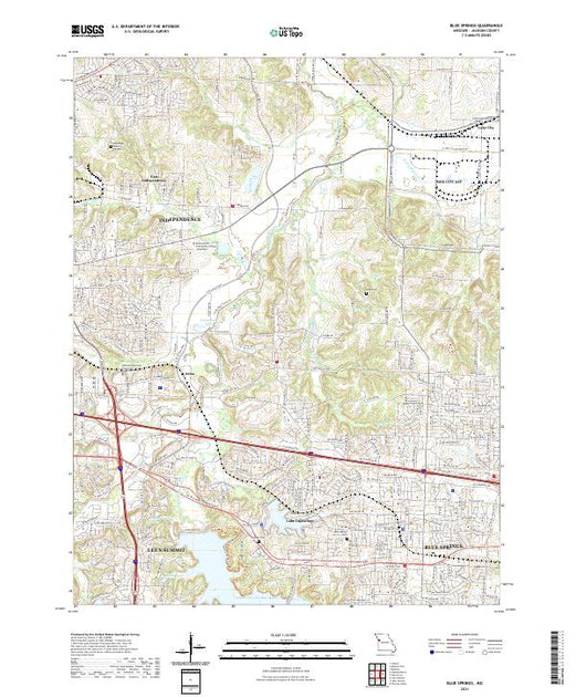 USGS US Topo 7.5-minute map for Blue Springs MO 2021 – American Map Store