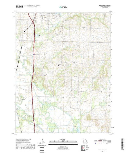 USGS US Topo 7.5-minute map for Butler South MO 2021 – American Map Store
