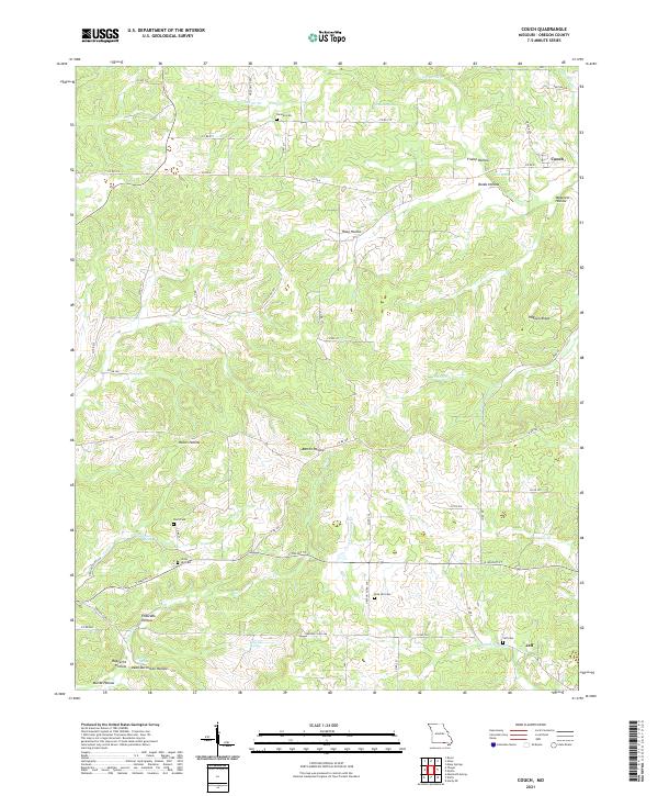 USGS US Topo 7.5-minute map for Couch MO 2021 – American Map Store