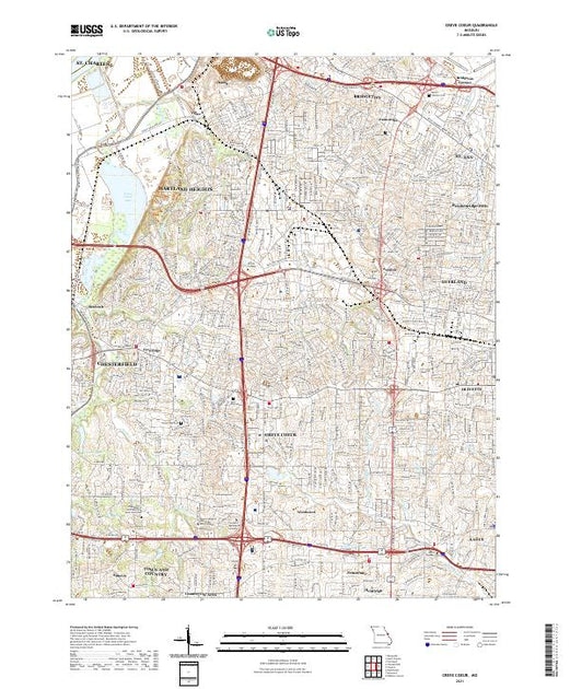 USGS US Topo 7.5-minute map for Creve Coeur MO 2021 – American Map Store