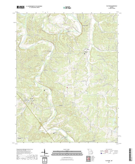 USGS US Topo 7.5-minute map for Fletcher MO 2021 – American Map Store