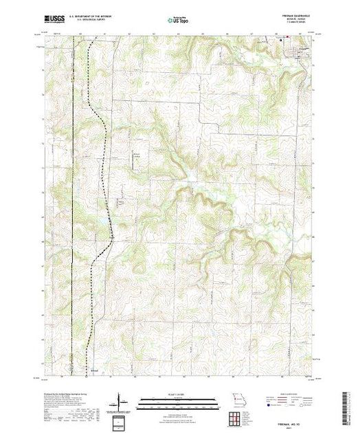 USGS US Topo 7.5-minute map for Freeman MOKS 2021 – American Map Store