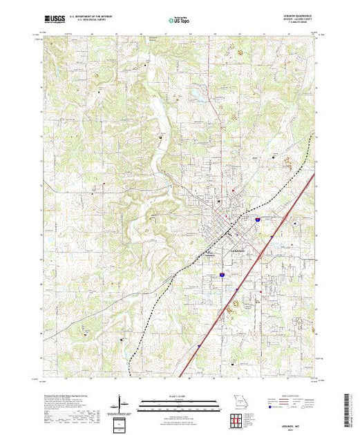 USGS US Topo 7.5-minute map for Lebanon MO 2021 – American Map Store
