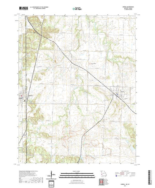 USGS US Topo 7.5-minute map for Liberal MOKS 2021 – American Map Store