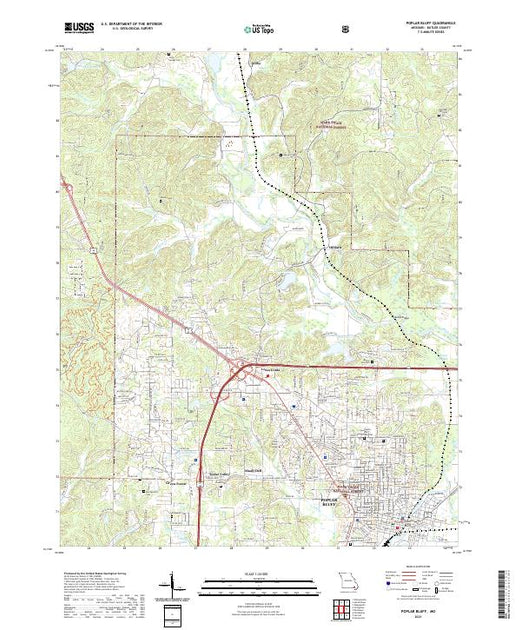 USGS US Topo 7.5-minute map for Poplar Bluff MO 2021 – American Map Store