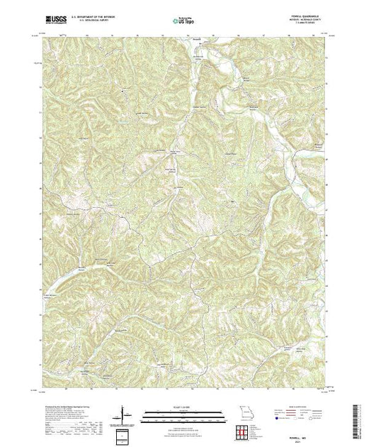 USGS US Topo 7.5-minute map for Powell MO 2021 – American Map Store