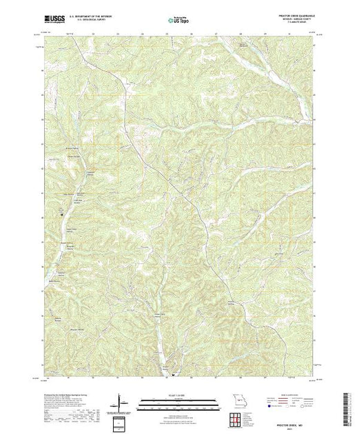 USGS US Topo 7.5-minute map for Proctor Creek MO 2021 – American Map Store