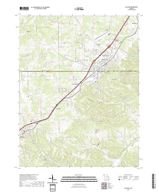 USGS US Topo 7.5-minute map for Sullivan MO 2021 – American Map Store