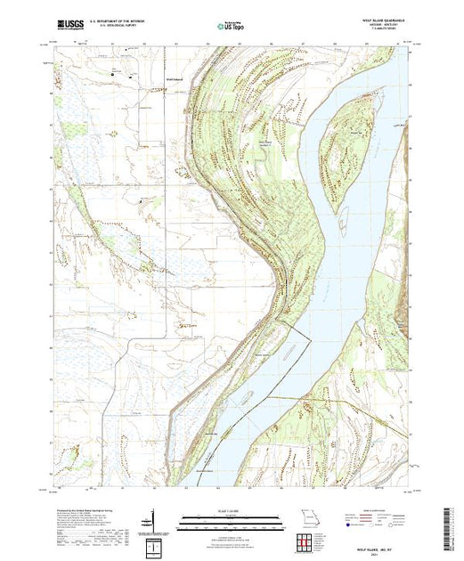 USGS US Topo 7.5-minute map for Wolf Island MOKY 2021 – American Map Store