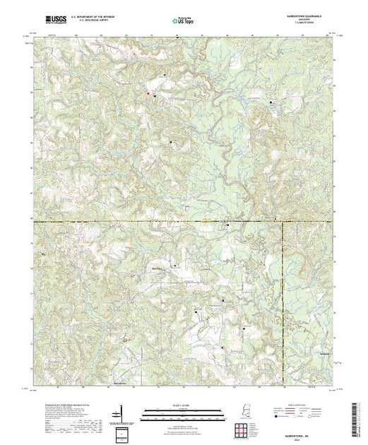 US Topo 7.5-minute map for Barrontown MS – American Map Store