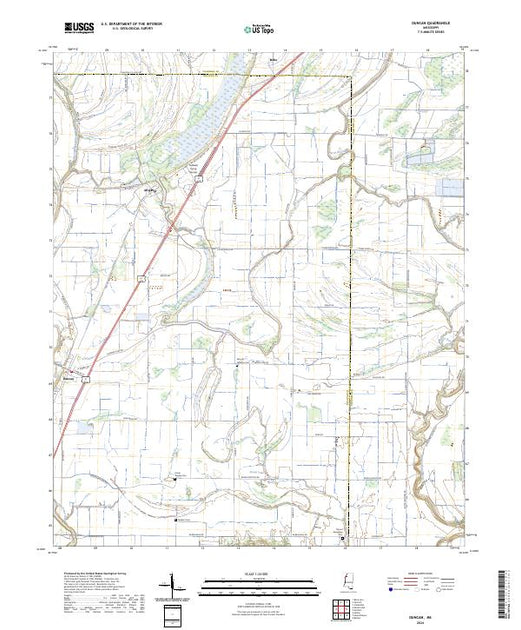 US Topo 7.5-minute map for Duncan MS – American Map Store
