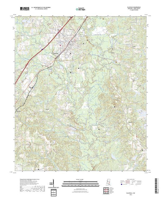 US Topo 7.5-minute map for Ellisville MS – American Map Store