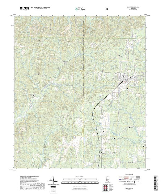US Topo 7.5-minute map for Gloster MS – American Map Store